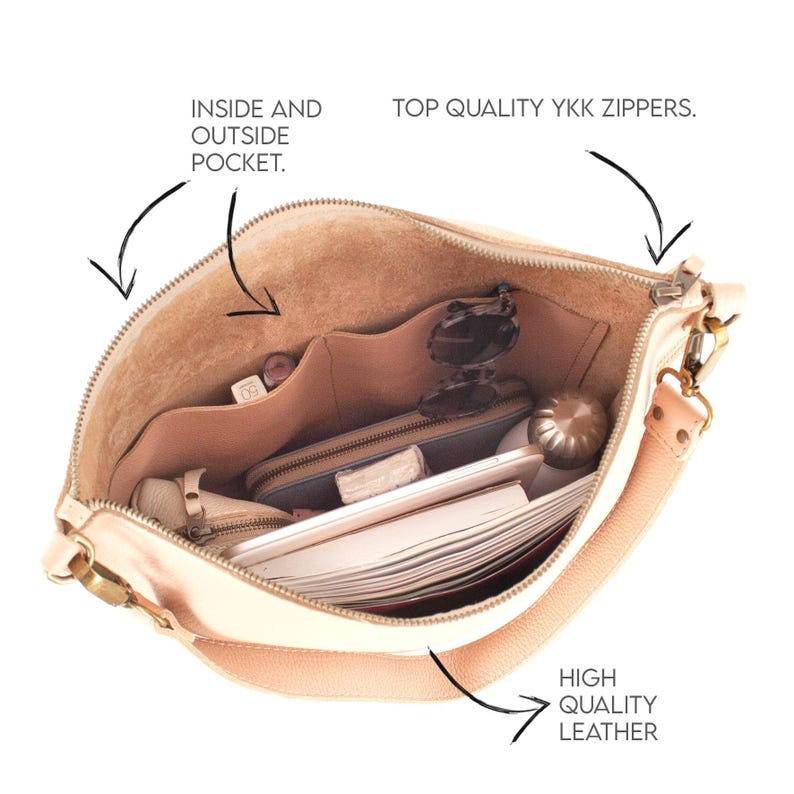 Handmade Leather Hobo Bag: Women's Shoulder Travel Bag - 10 Colors ...