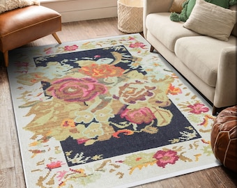 Vintage Rose Area Rug - Etsy