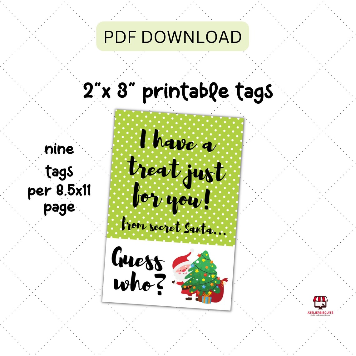 Secret Santa Printable Tags, INSTANT DOWNLOAD, A Little Treat Just for ...