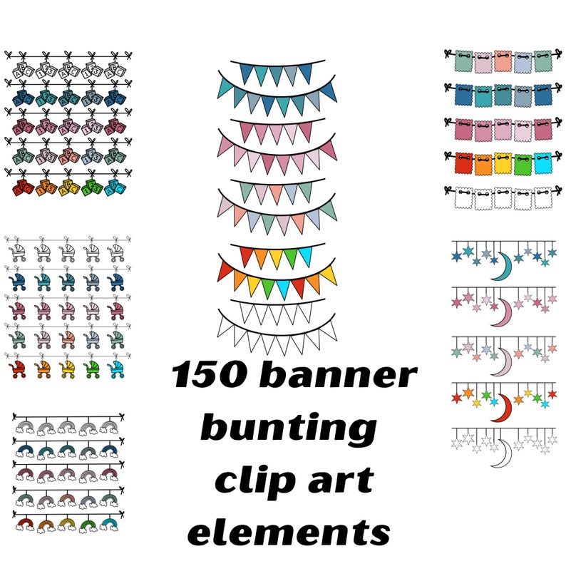 150 Celebration Banner Bunting Clip Art Elements Png Transparent ...