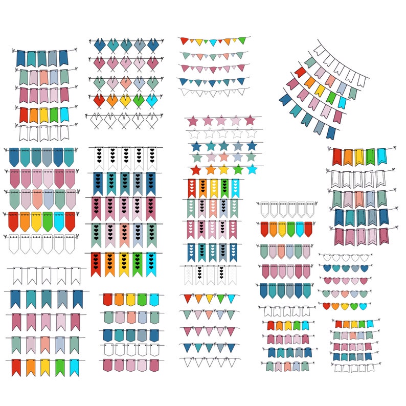 150 Celebration Banner Bunting Clip Art Elements Png Transparent ...