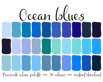 Sea Glass Procreate Color Palette L Beachy Color Swatches for Procreate ...