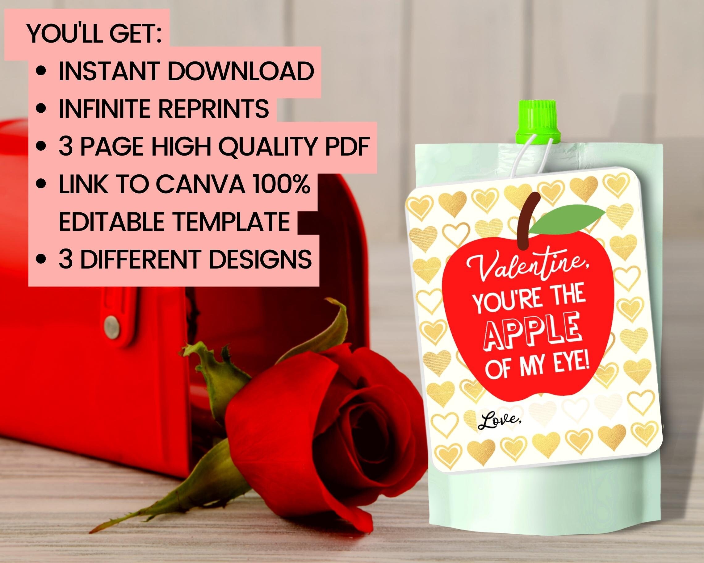 Applesauce Valentine, Printable Valentine, Main Squeeze, Kids Valentine ...