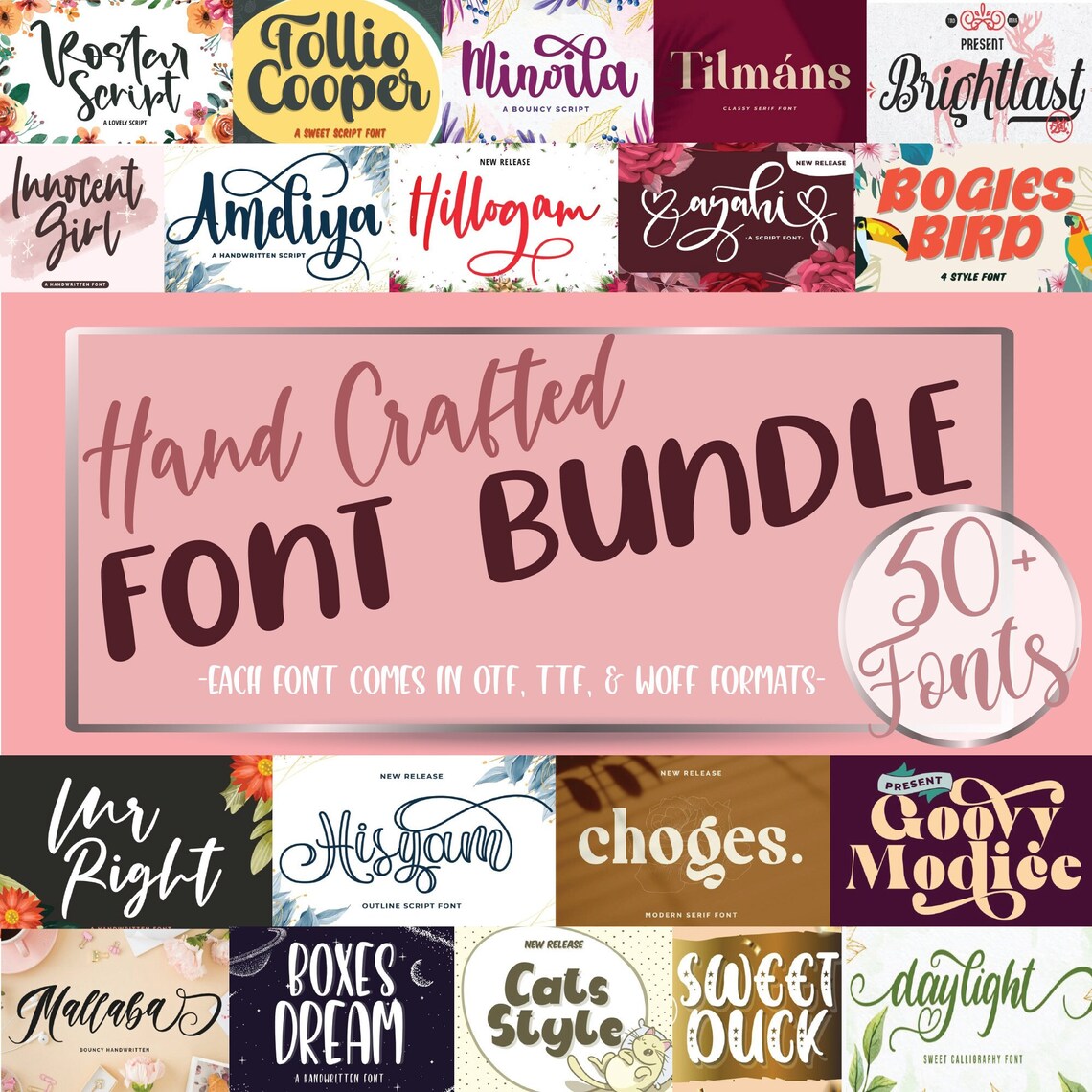 Crafting Handwritten Fonts Font Bundle Branding Fonts | Etsy