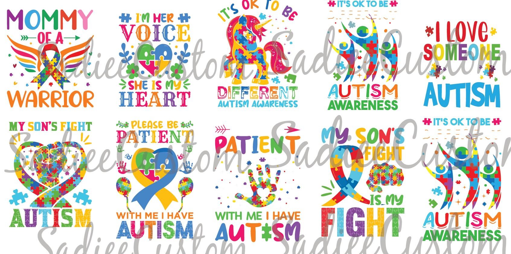 Autism Svg Bundle Autism Awareness Day Peace Love Autism - Etsy