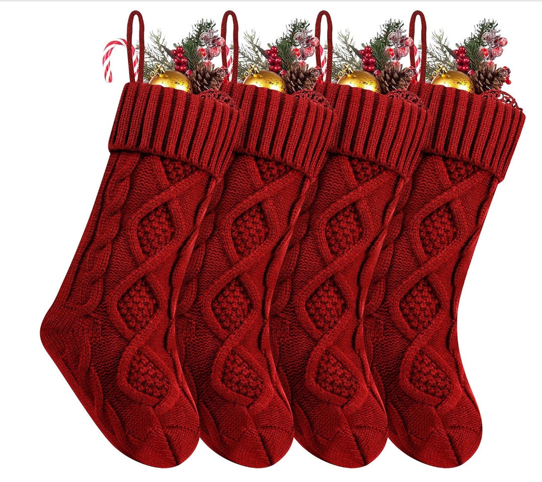 Large Knit Christmas Stocking Size 18'' Long and 5.5'' Wide With Twist ...