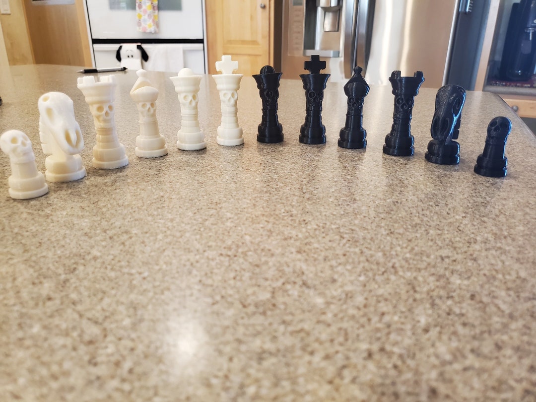 Skeleton Head Chess Piece Set - Etsy