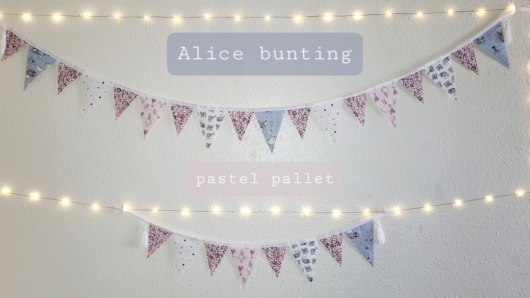 Alice in Wonderland Pastel Pallet Bunting, Baby Gift Ideas, Nursery ...