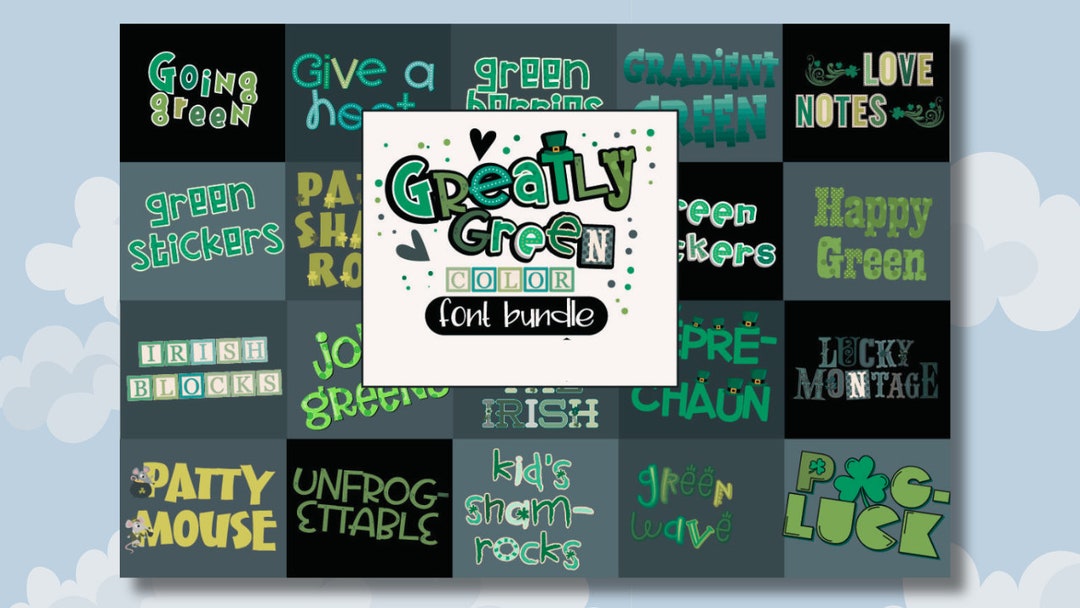 Greatly Green Color Font Bundle Instant Digital Download procreate ...