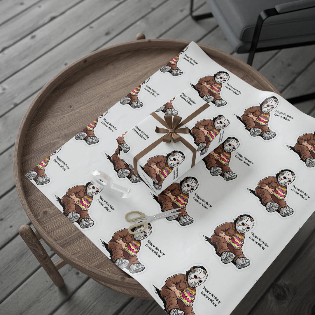 Gift Wrap, Friday the 13th Jason Custom Birthday Wrapping Paper, Horror ...
