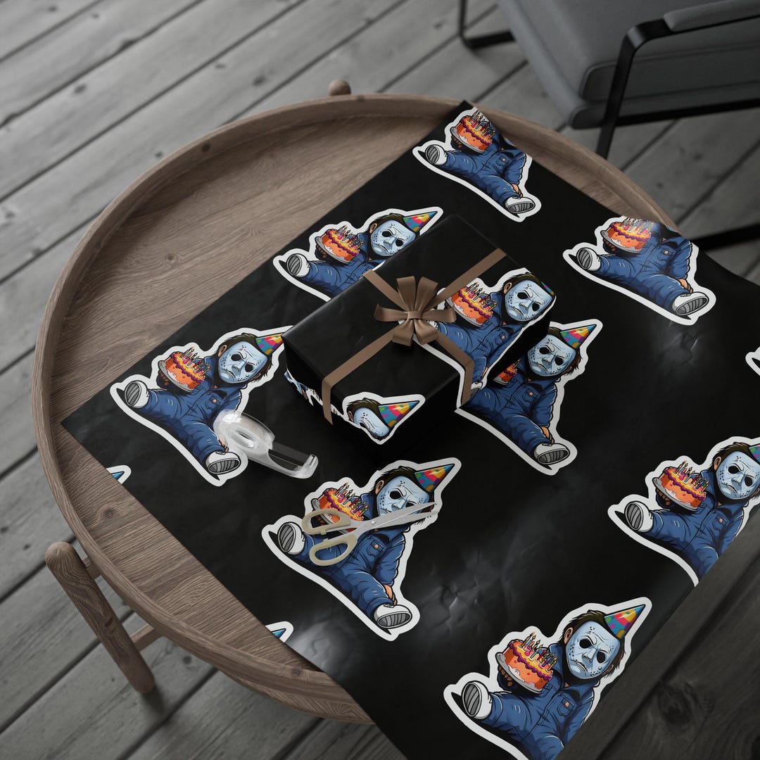 Horror Wrapping Papers, Michael Myers Birthday Gift Wrap, Halloween ...