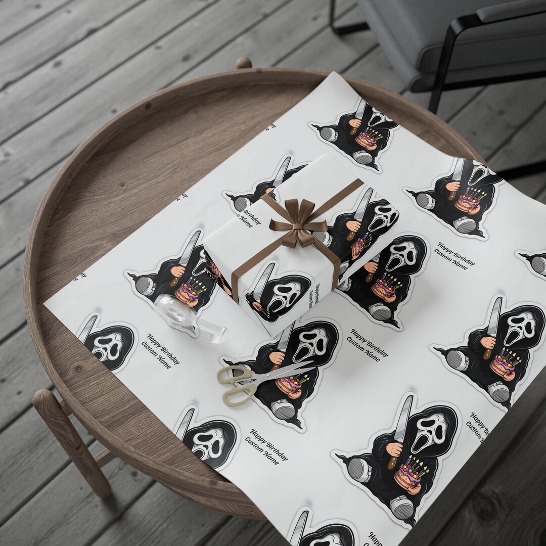 Horror Movie Custom Name Birthday Wrapping Papers - Scream, Ghostface ...