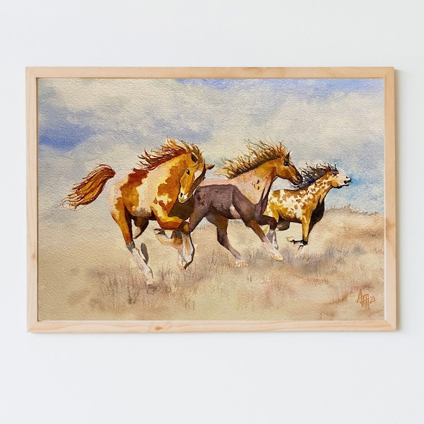 Wild Mustangs Painting - Etsy