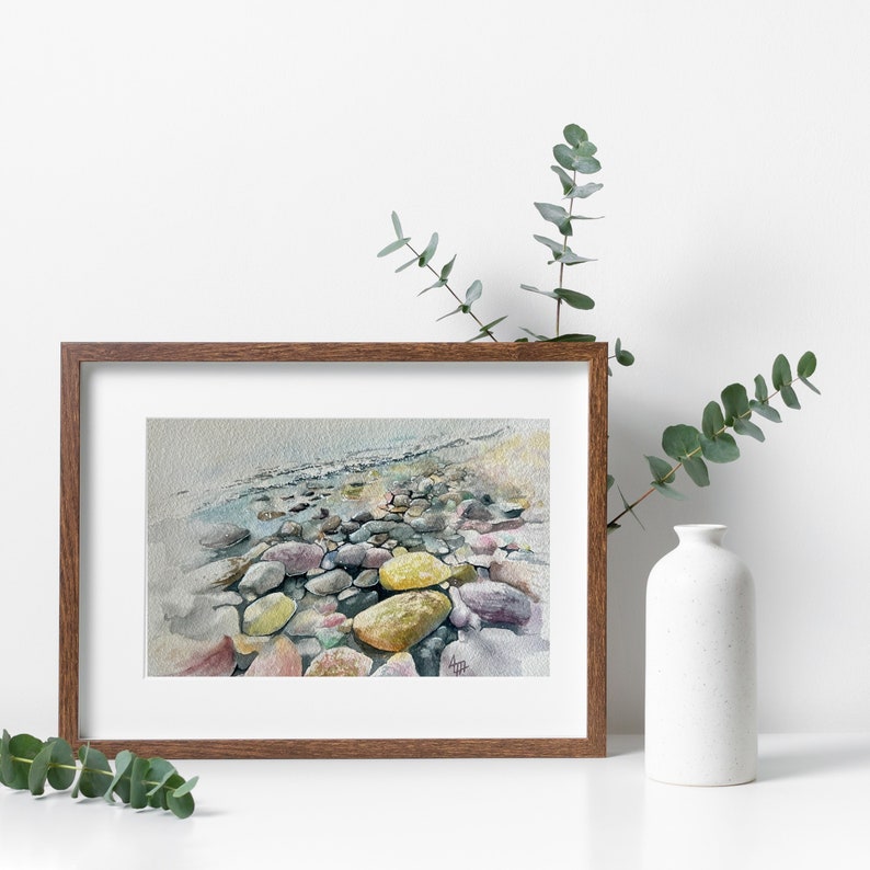 PEBBLES TO ROCKS- Hand-painted, One of a Kind, Original Watercolor ...