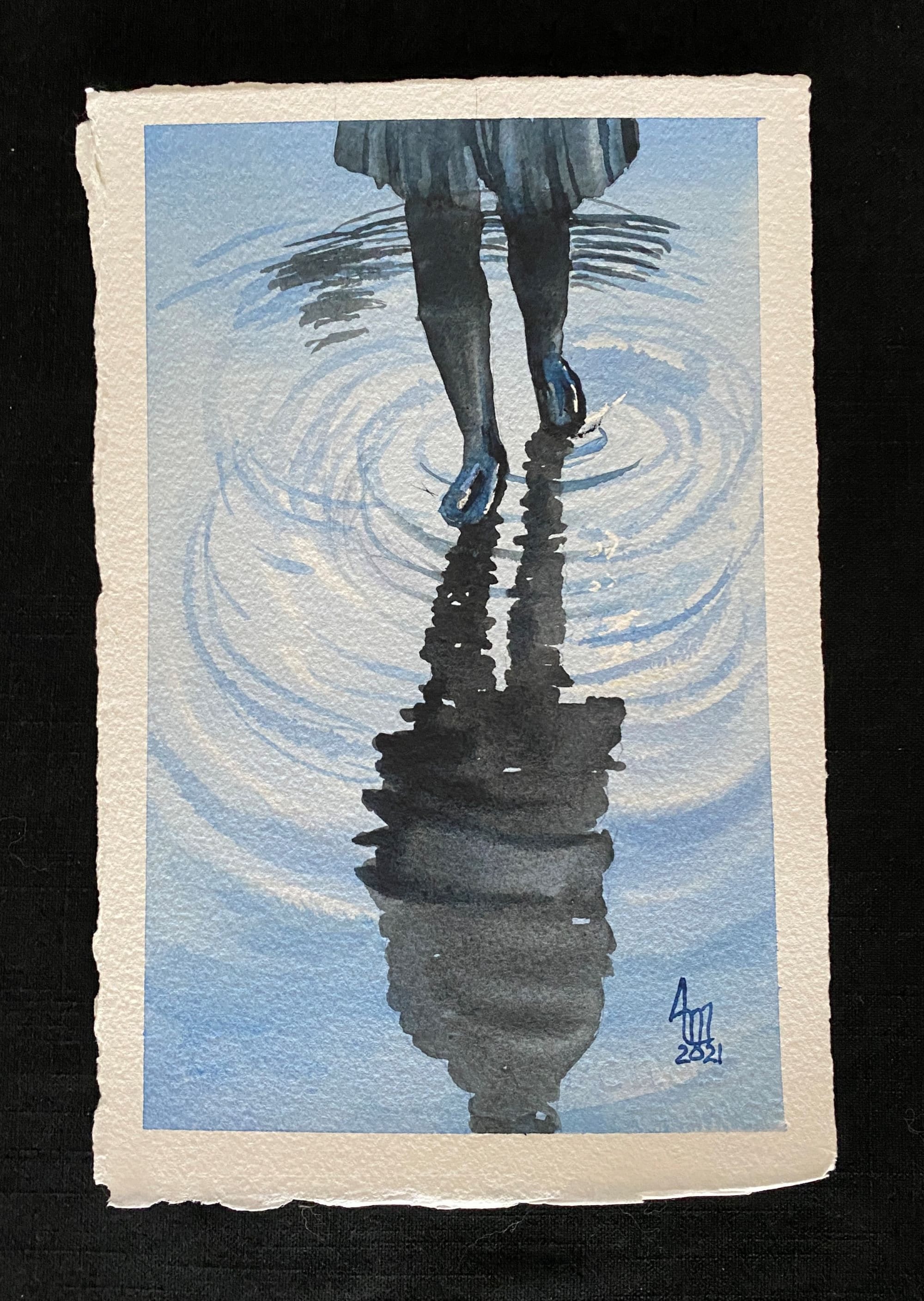 Reflecting Puddle II- Hand-painted, One of a Kind, Original Watercolor ...