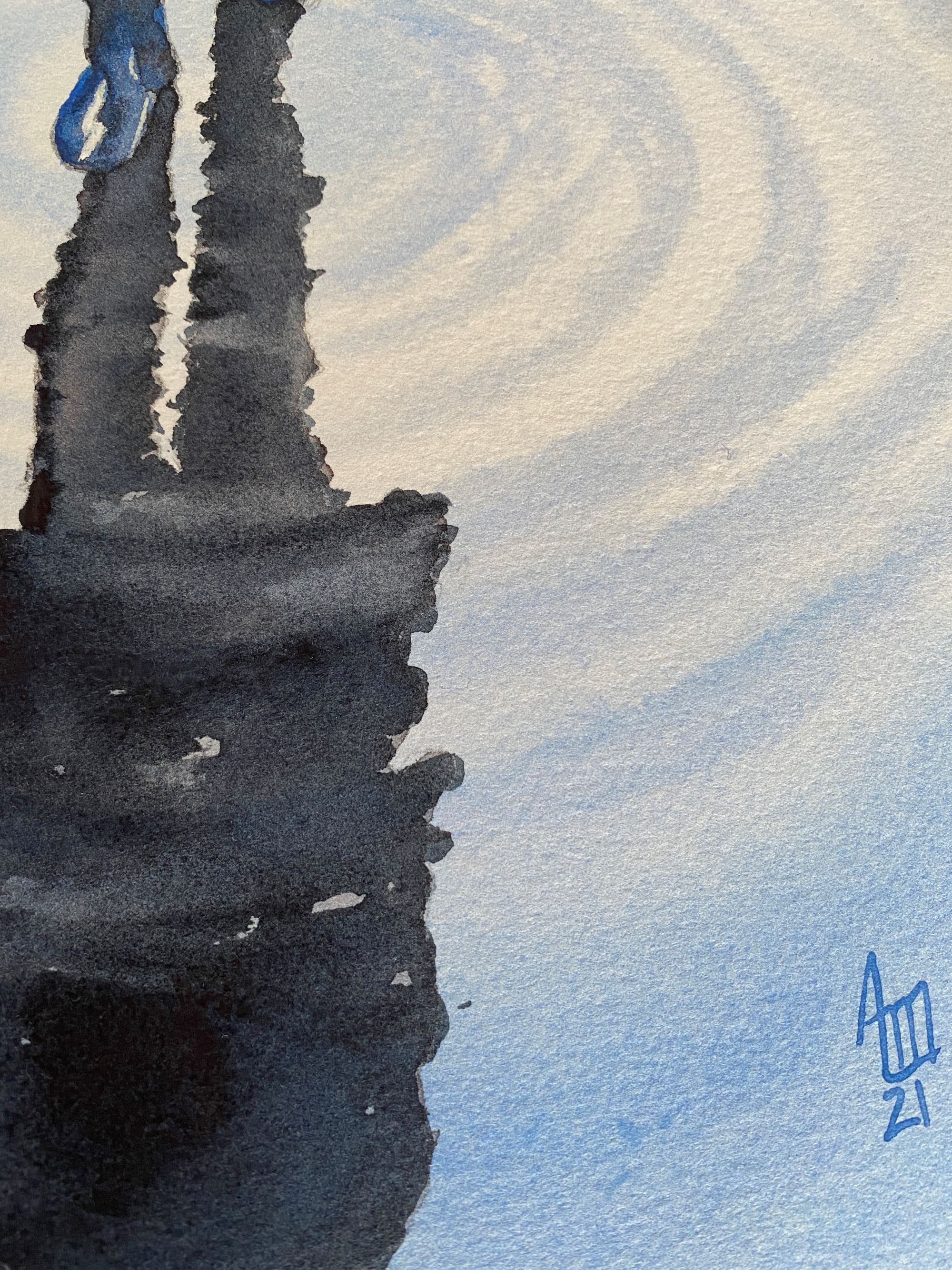 Reflecting Puddle I- Hand-painted, One of a Kind, Original Watercolor ...