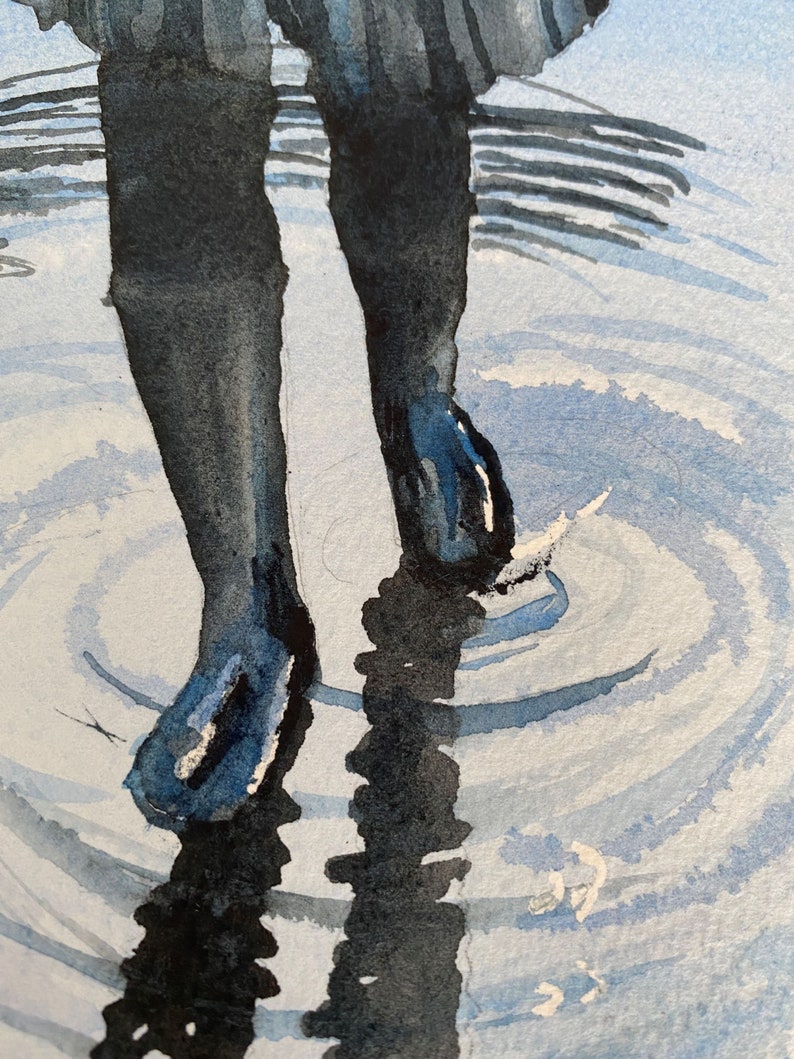 Reflecting Puddle II- Hand-painted, One of a Kind, Original Watercolor ...