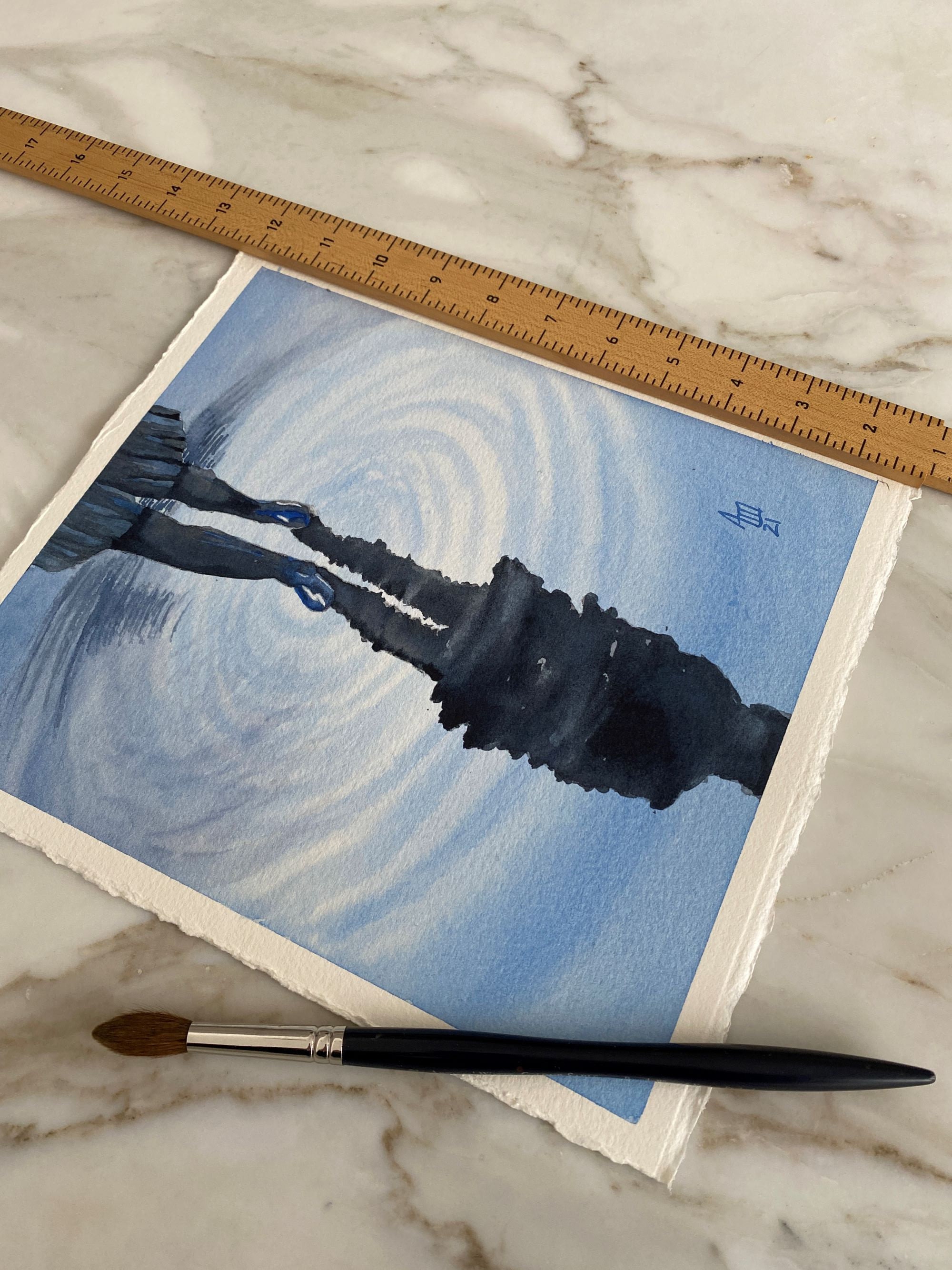 Reflecting Puddle I- Hand-painted, One of a Kind, Original Watercolor ...