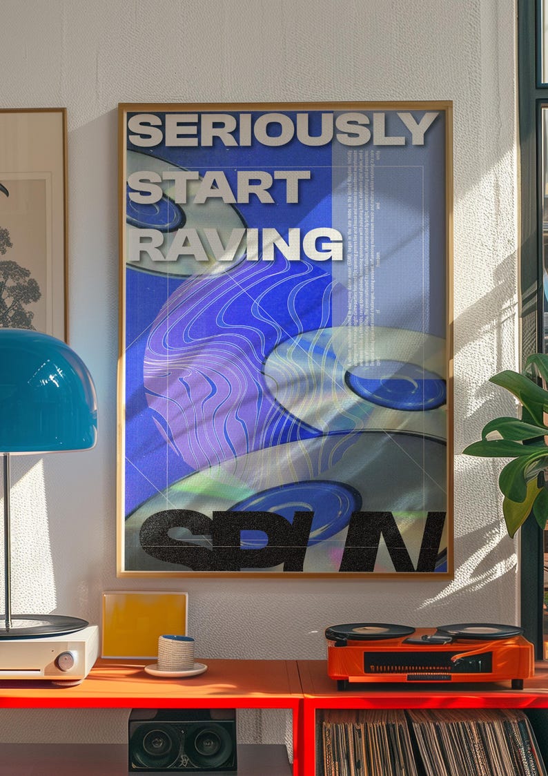 Rave Poster, Start Raving Wall Art. Typography Print Aesthetic Print ...