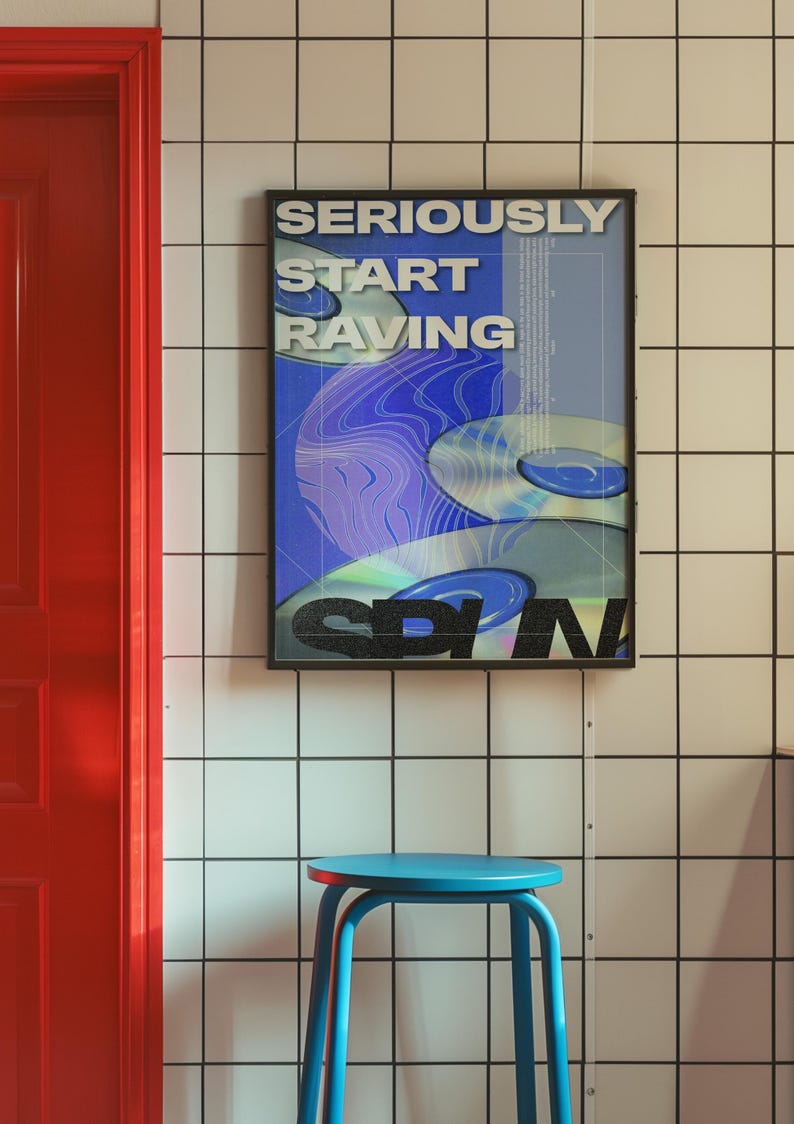 Rave Poster, Start Raving Wall Art. Typography Print Aesthetic Print ...