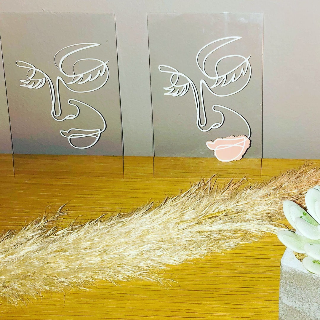Face Line Drawing Prints With Vinyl on Acrylic , Wall Art, Line Drawing ...