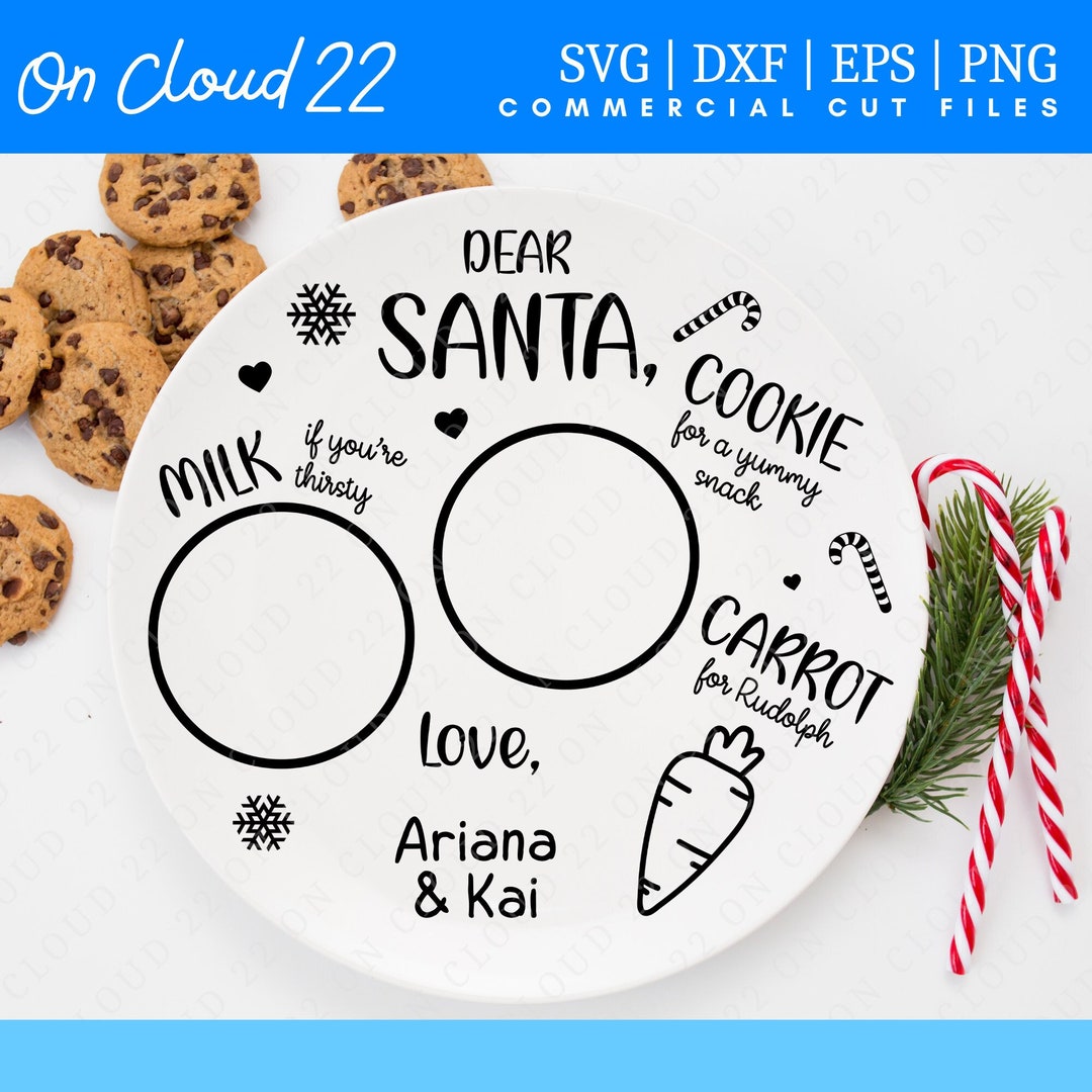 Santa Tray SVG, Santa Plate Svg, Santa Cookie Tray Svg, Santa Cookie ...