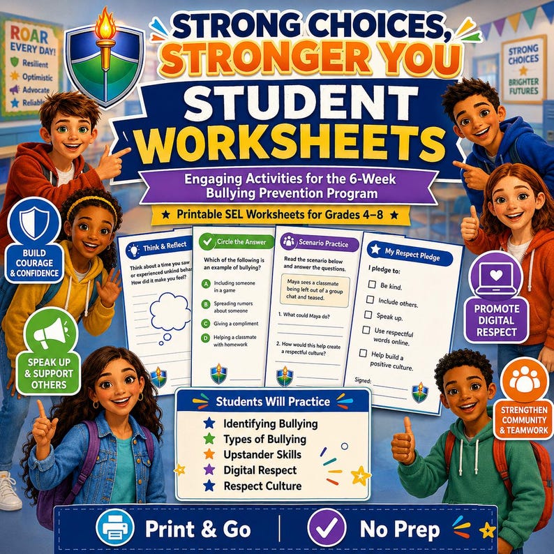 Bullying Prevention SEL Program | 6-week Printable Curriculum, Grades 4 ...