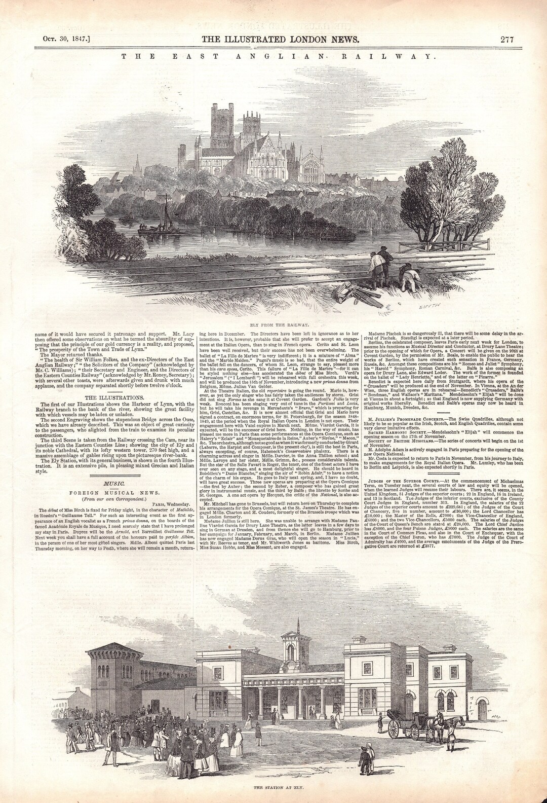 Ely From the Railway Station at Ely Cambridgeshire Antique - Etsy