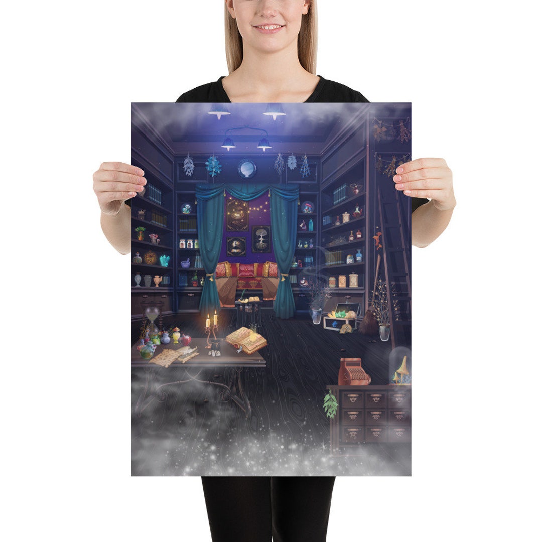 Magic Shop Poster in Fantasy Style, DND Wizards and Witches Spellbook ...