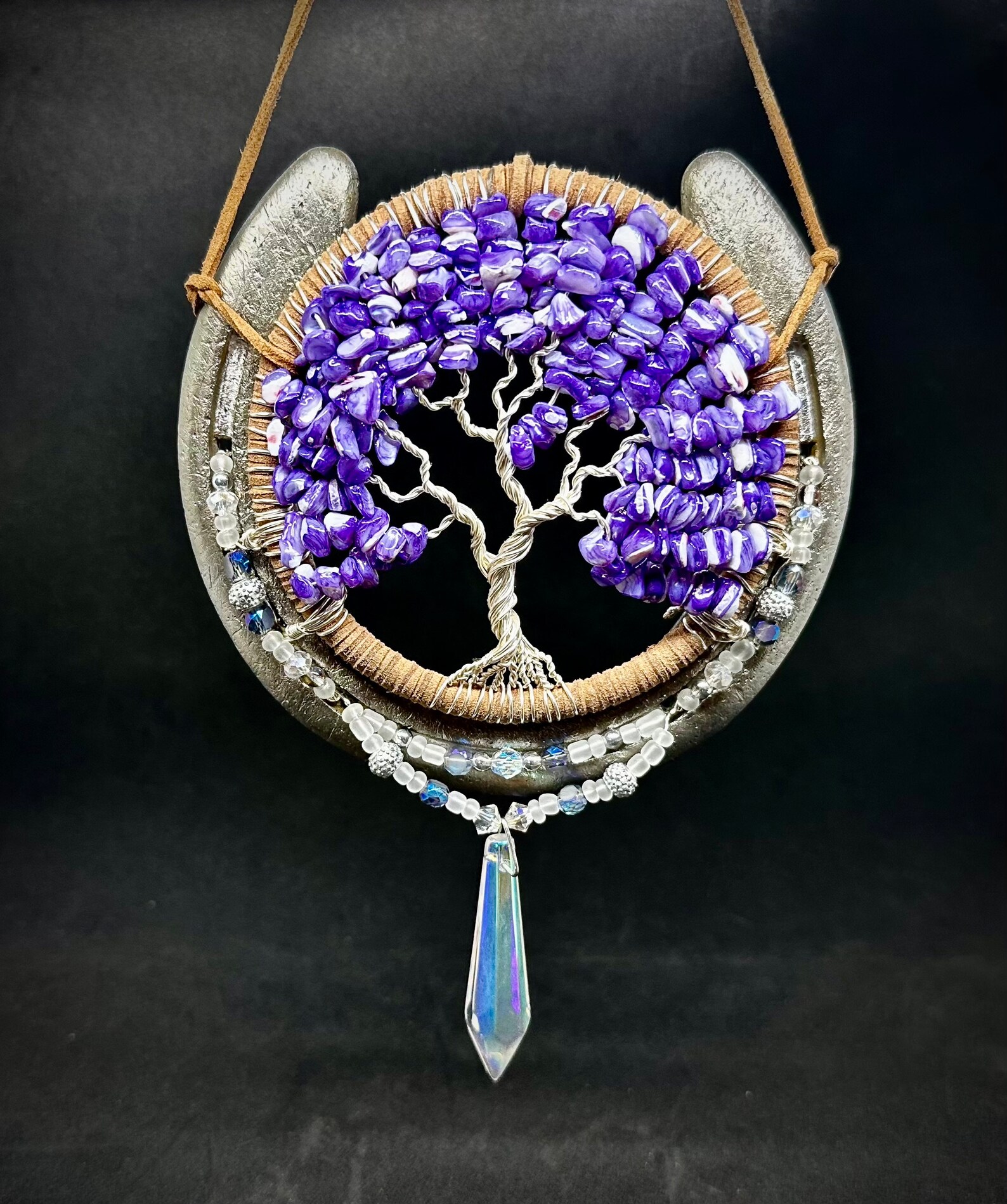 Lucky Purple and White Tree of Life Horseshoe Sun Catcher - Etsy
