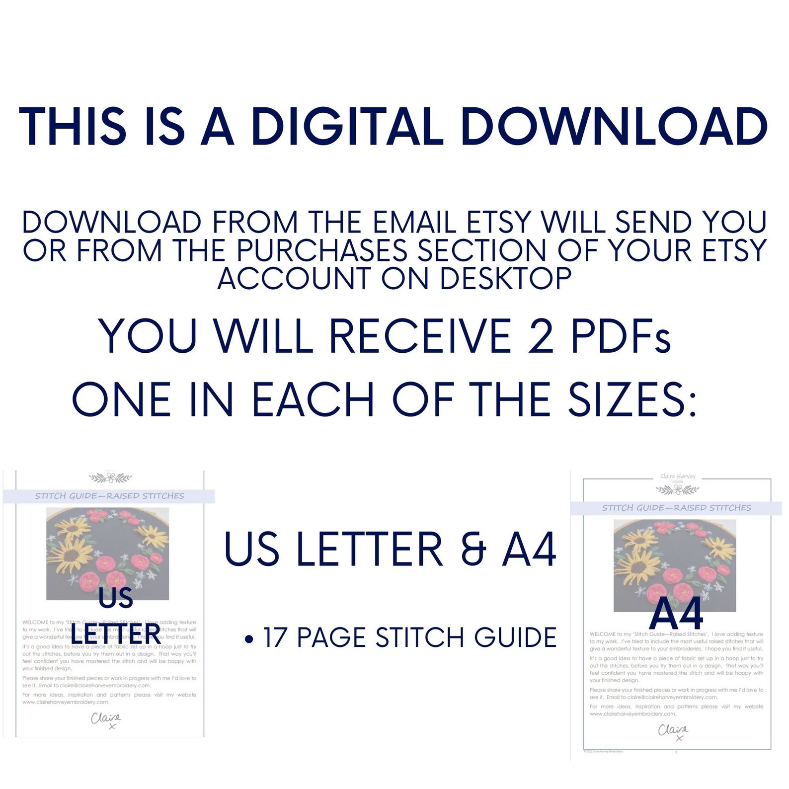 Stitch Guide Raised Embroidery Stitches PDF Instant Digital Download ...