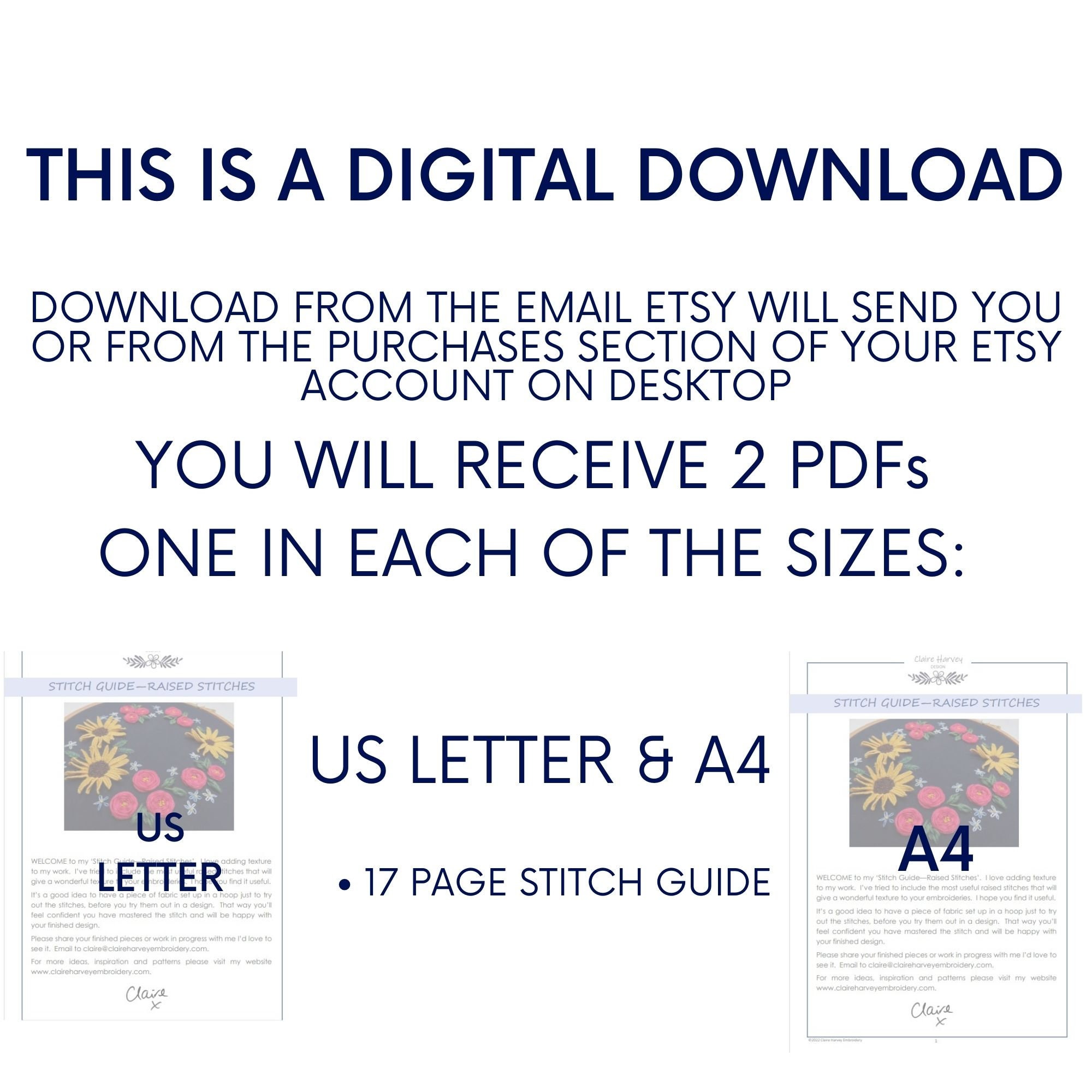 Stitch Guide Raised Embroidery Stitches PDF Instant Digital Download ...