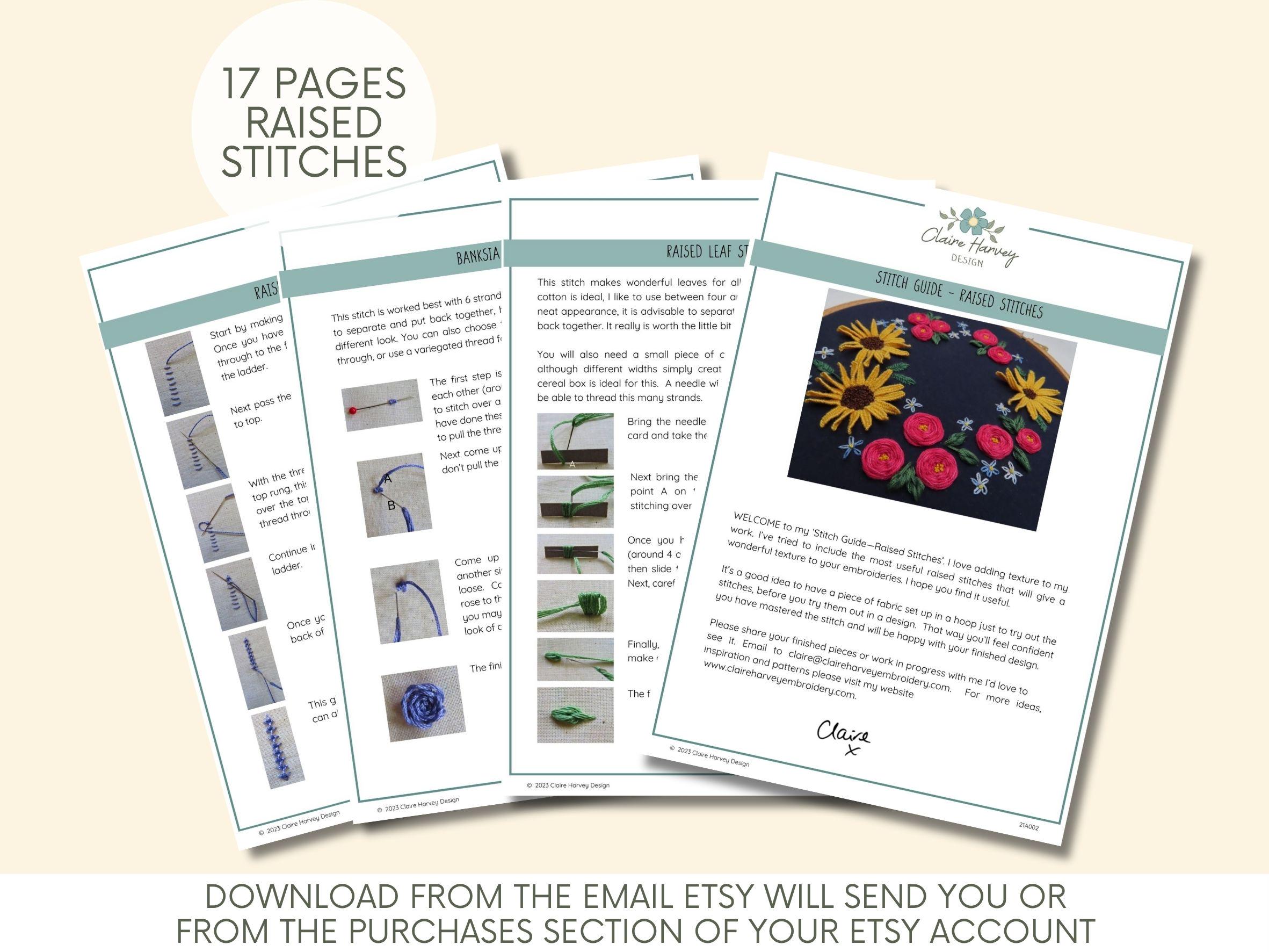 Hand Embroidery Stitch Guide Bundle, Learn to Embroider 15 Basic and 15 ...