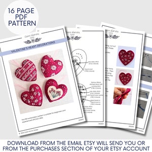 Embroidered Felt Heart Ornament Pattern, PDF Digital Download, Suitable ...