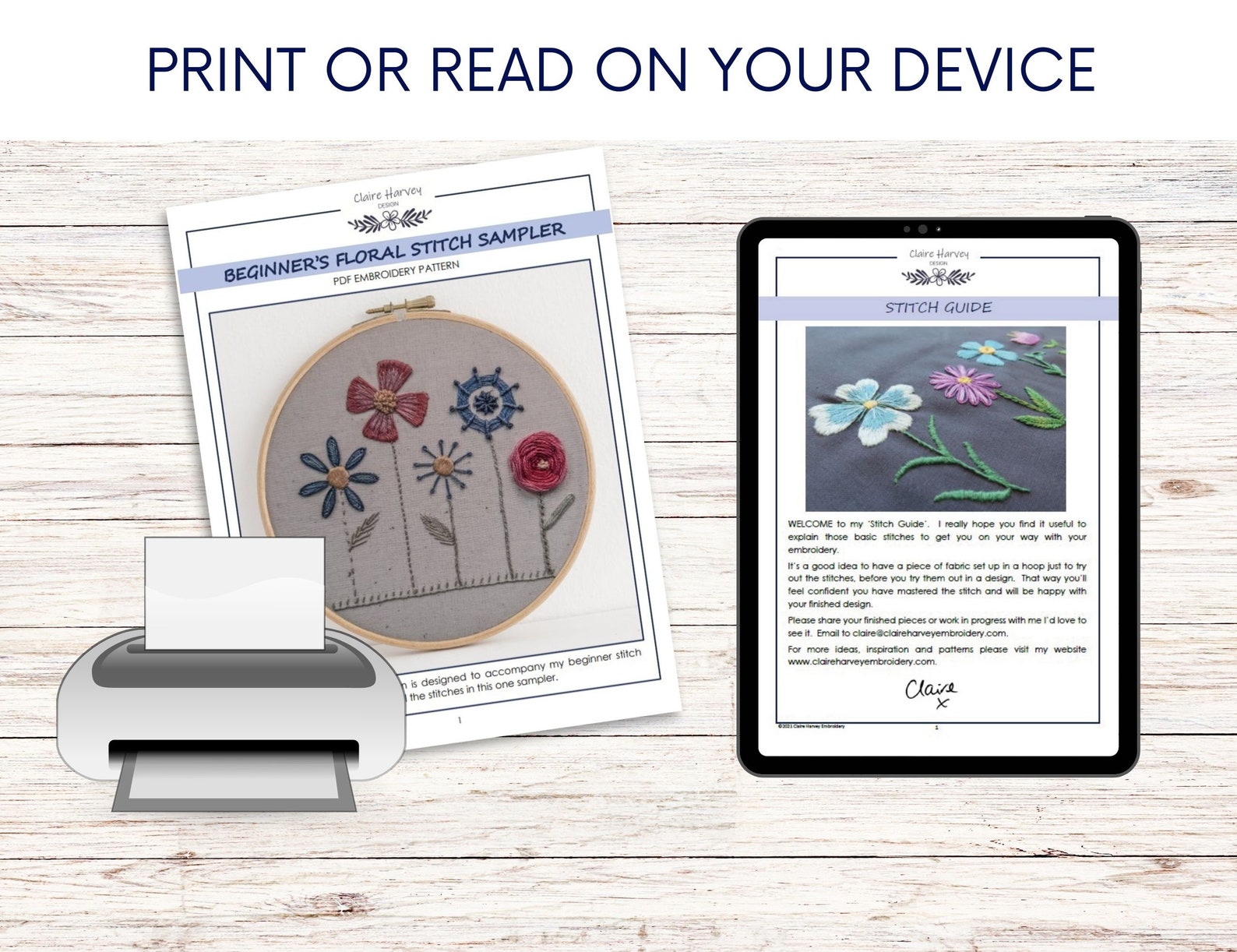 Floral Hand Embroidery Stitch Sampler PDF Pattern, Stitch Guide ...