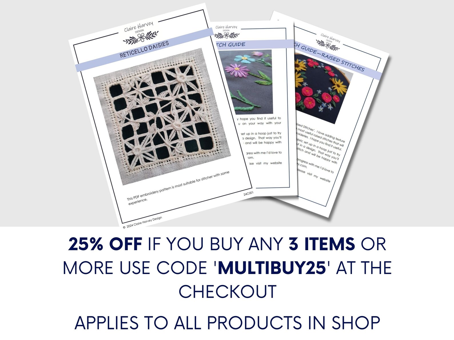 Reticello Floral Daisy Embroidery Pattern With Full Instructions ...