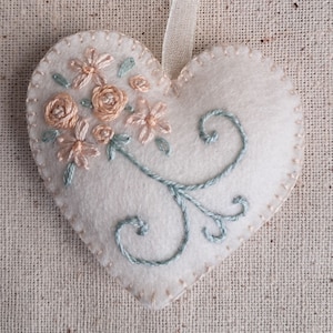 Embroidered Felt Heart Ornament Pattern, PDF Digital Download, Suitable ...
