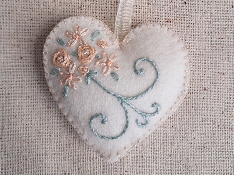 Embroidered Felt Heart Ornament Pattern, PDF Digital Download, Suitable ...