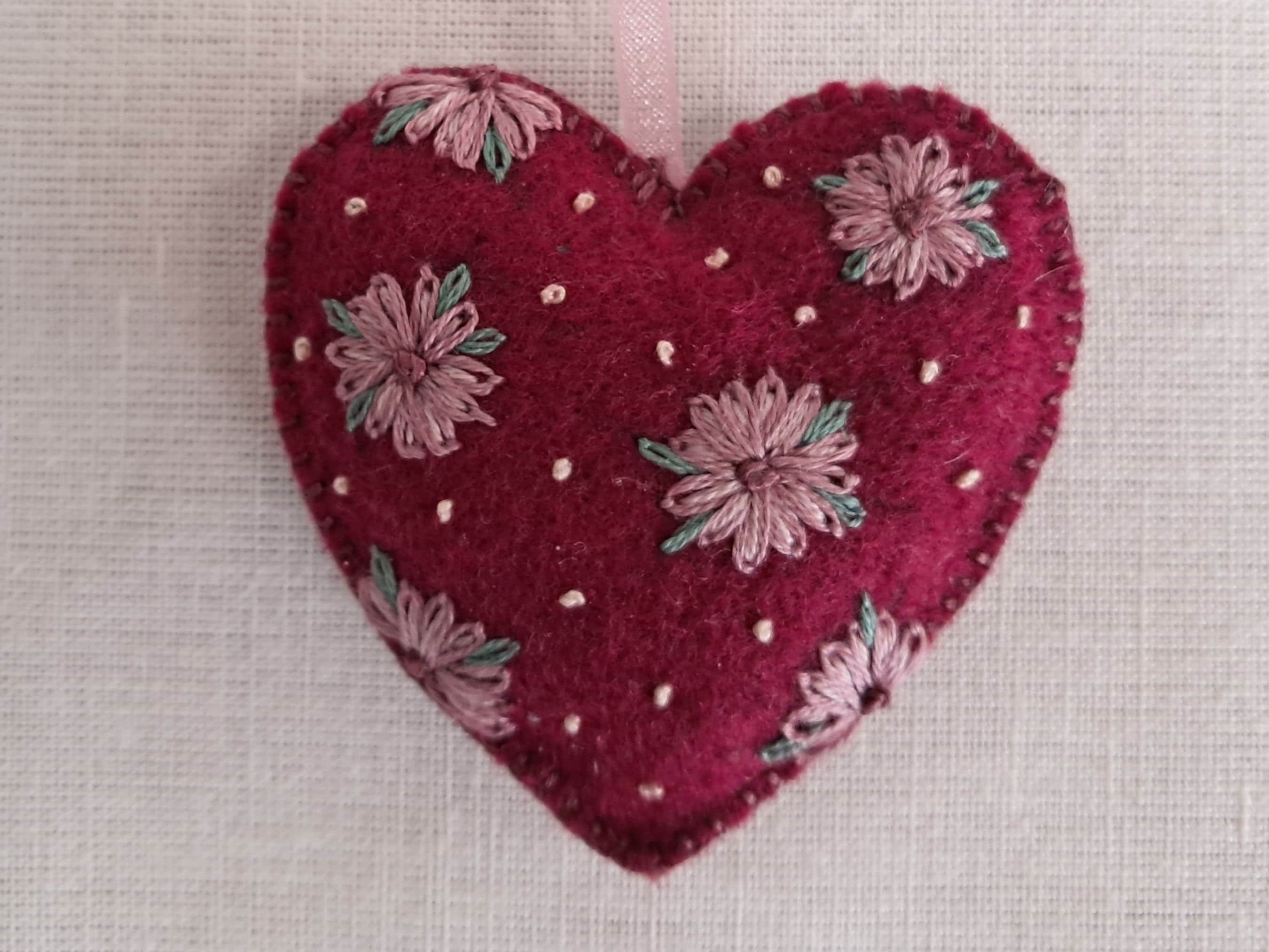 Embroidered Felt Heart Ornament Pattern, PDF Digital Download, Suitable ...
