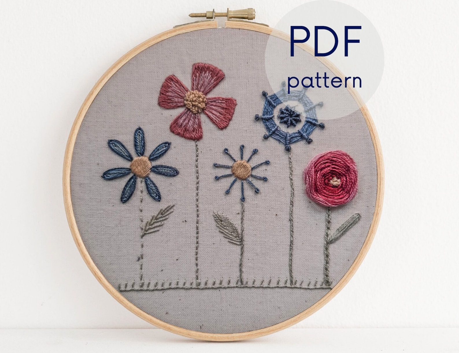 Floral Hand Embroidery Stitch Sampler PDF Pattern, Stitch Guide ...