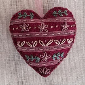 Embroidered Felt Heart Ornament Pattern, PDF Digital Download, Suitable ...