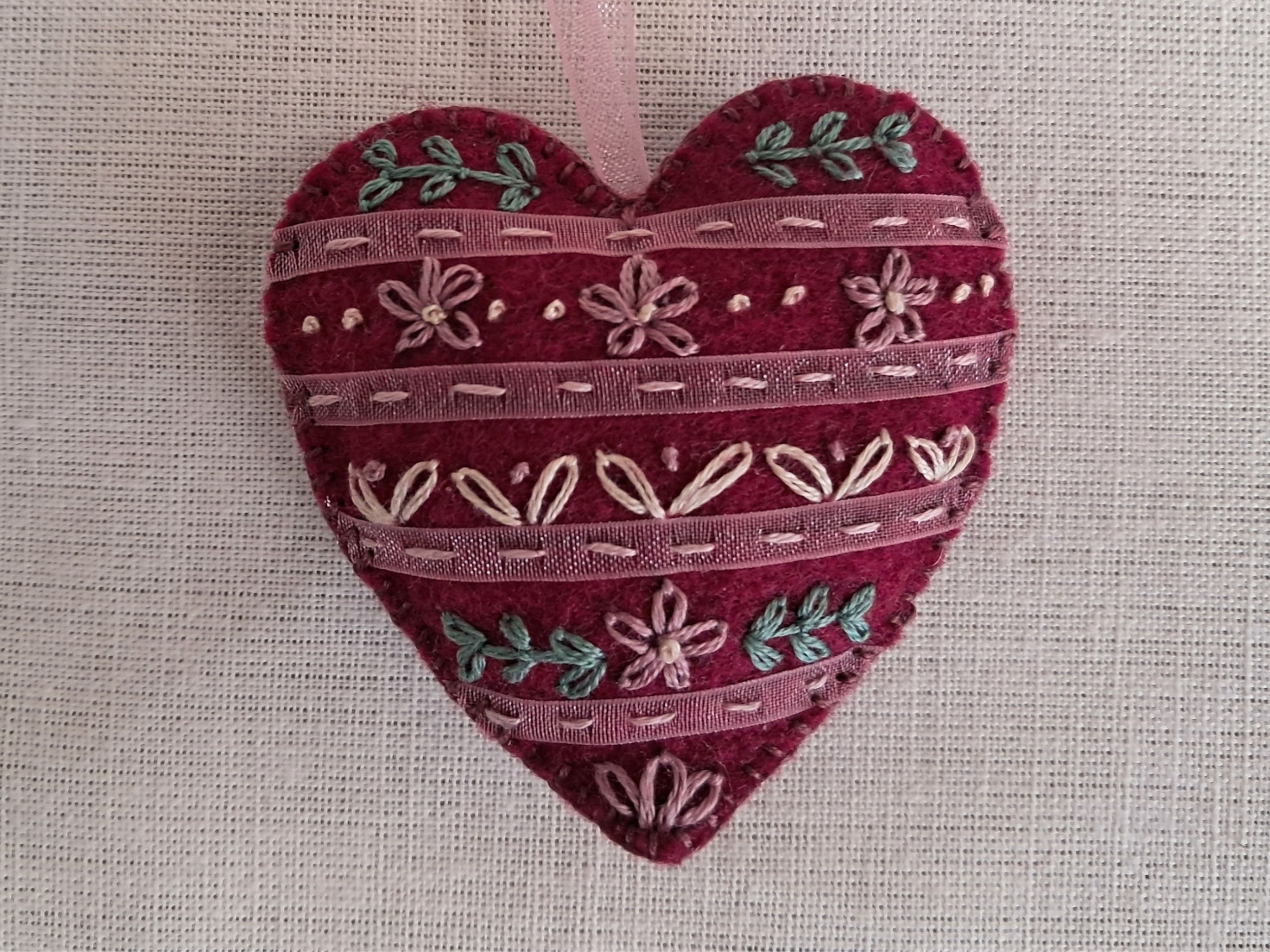 Embroidered Felt Heart Ornament Pattern, PDF Digital Download, Suitable ...