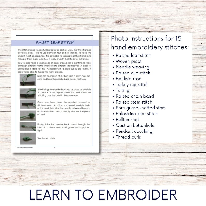Stitch Guide - Raised Embroidery Stitches | PDF Instant Digital ...