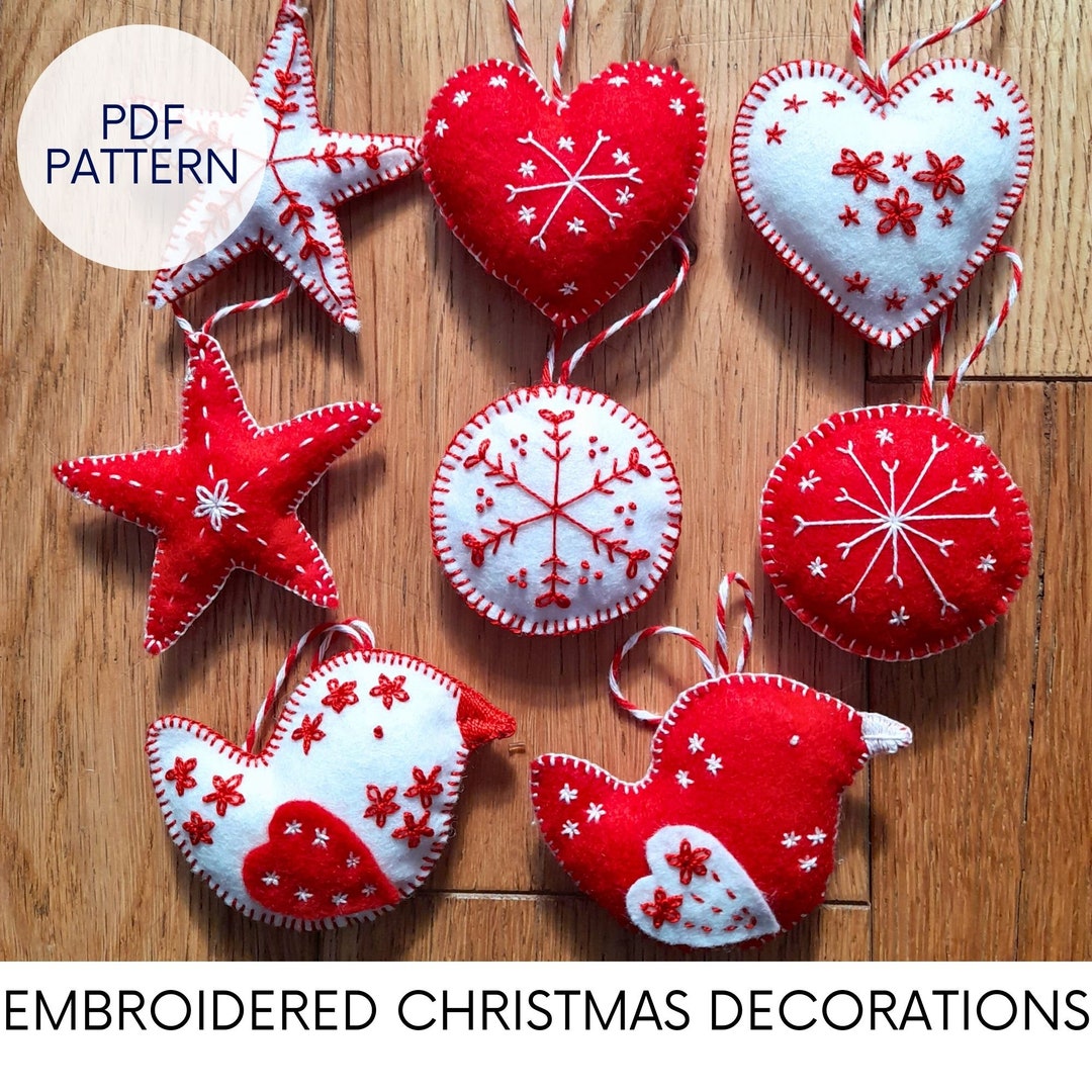 Felt Christmas Tree Ornament Embroidery Pattern With Full Instructions ...
