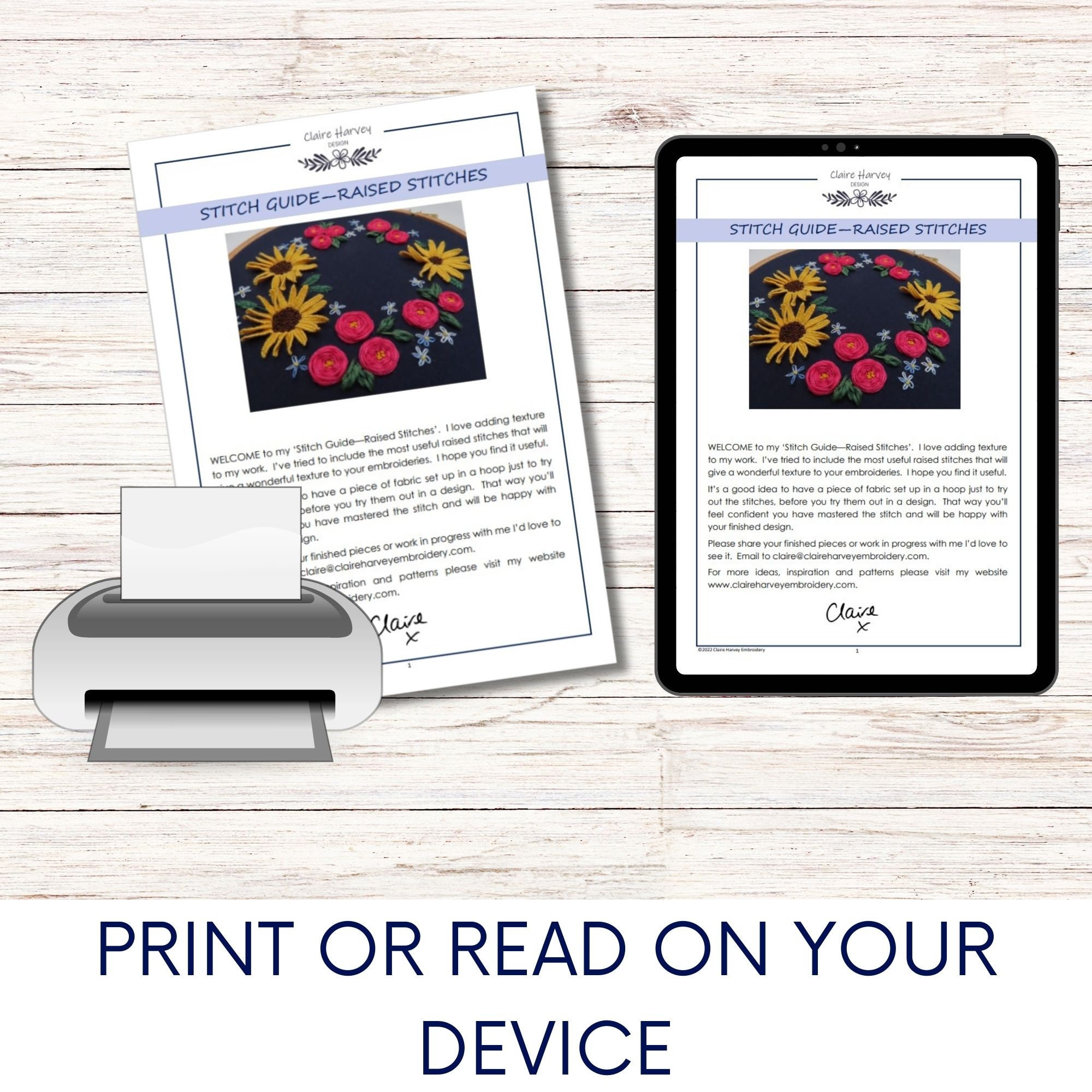 Stitch Guide Raised Embroidery Stitches PDF Instant Digital Download ...