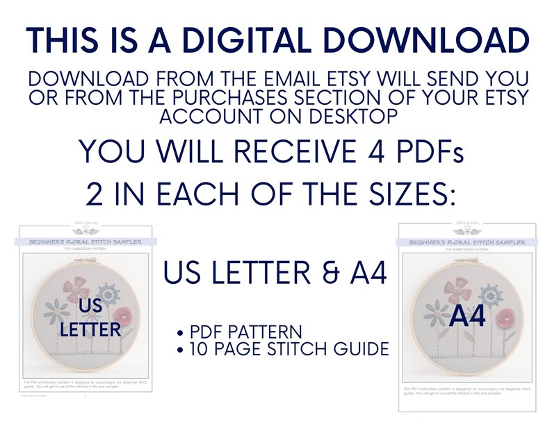 Floral Hand Embroidery Stitch Sampler PDF Pattern, Stitch Guide ...