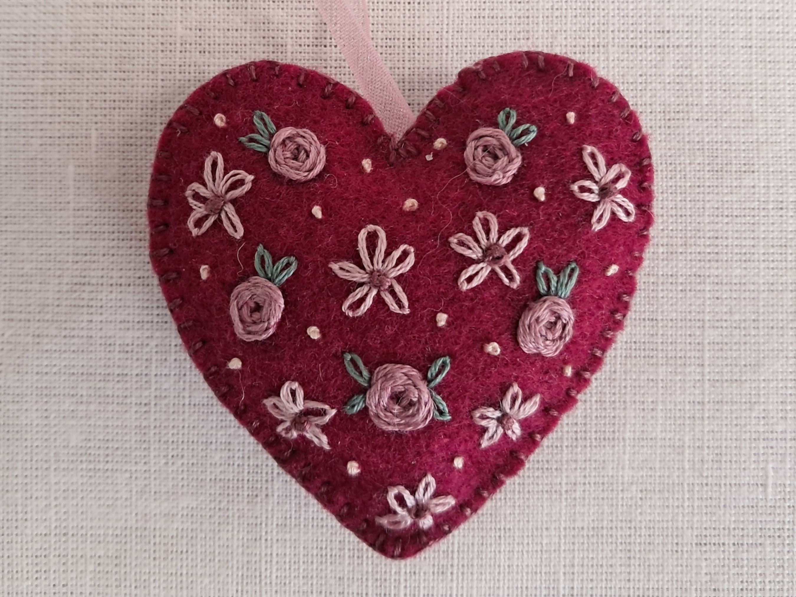 Embroidered Felt Heart Ornament Pattern, PDF Digital Download, Suitable ...