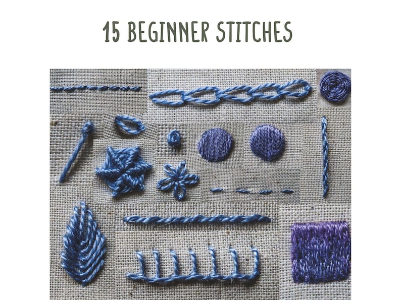 Hand Embroidery Stitch Guide Bundle, Learn to Embroider 15 Basic and 15 ...