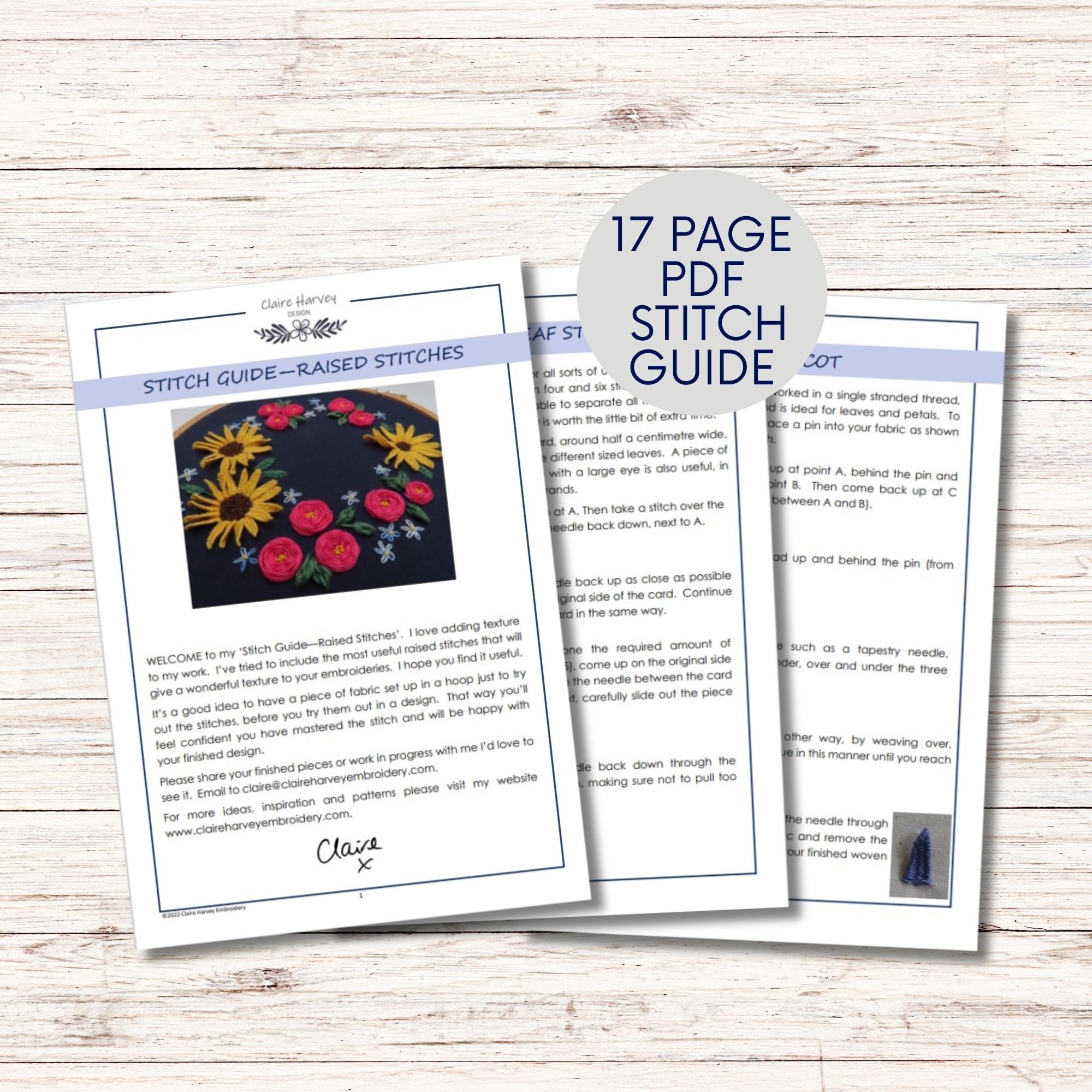 Stitch Guide Raised Embroidery Stitches PDF Instant Digital Download ...