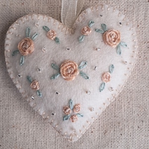 Embroidered Felt Heart Ornament Pattern, PDF Digital Download, Suitable ...